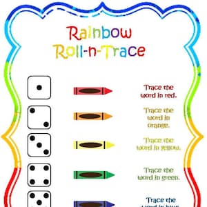 41 Printable Dolch Pre-primer Sight Word Rainbow Roll and Trace ...