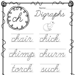 10 Printable Cursive Digraphs Trace the Word Worksheets. Kindergarten ...