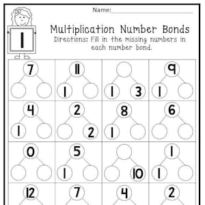 12 Printable Multiplication Number Bonds Worksheets. Numbers 1-12. 1st ...