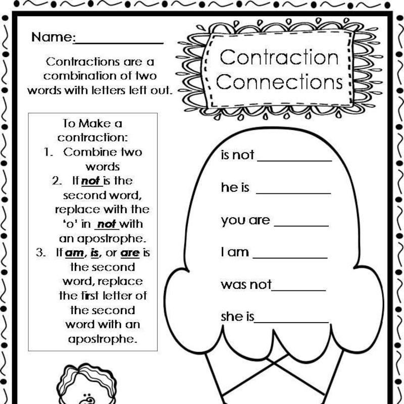 Contraction Worksheets - Etsy