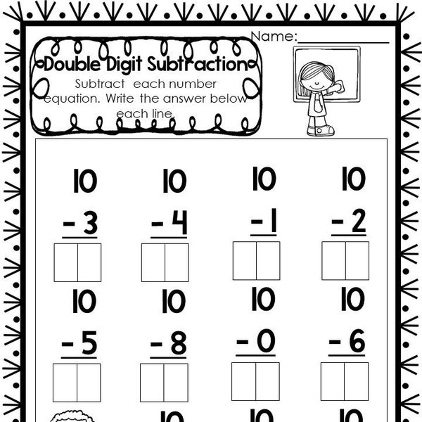 Subtraction Worksheets 2nd Grade - Etsy
