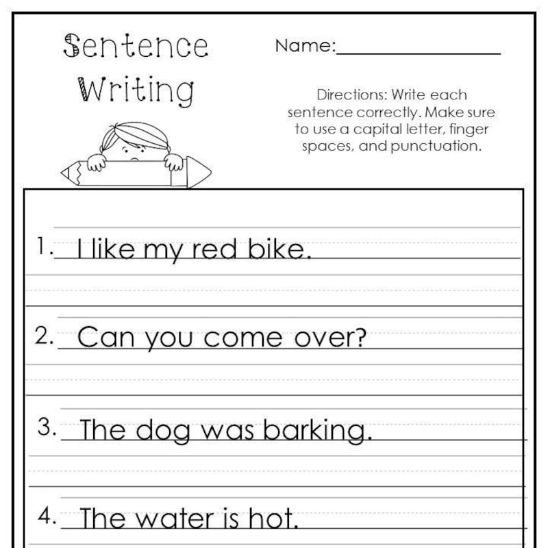 1st Grade Writing Worksheet - Etsy