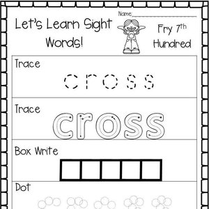 100 Printable Let's Learn Fry 7th Hundred Sight Words Worksheets. 4th ...