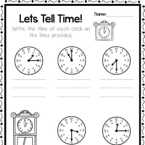 10 Printable Let's Tell Time Worksheets. Kdg.-2nd Grade Math. - Etsy