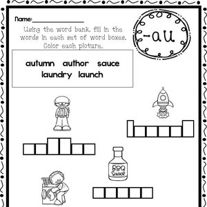 10 Printable Diphthongs Box Write Worksheets. Kindergarten-2nd Grade ...