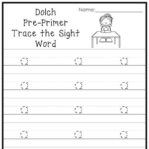40 Printable Dolch Pre-primer Trace the Sight Word Worksheets ...
