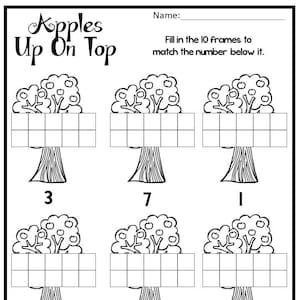 12 Printable Apple Ten Frame Worksheets. Preschool-kindergarten Numbers ...