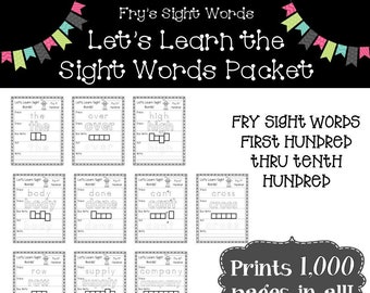 100 Printable Let's Learn Fry 1st Hundred Sight Words Worksheets ...