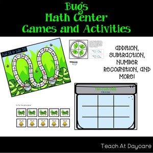 10 Printable Bugs Themed Kindergarten Math Center Games and Activities ...