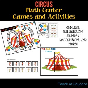 10 Printable Circus Themed Kindergarten Math Center Games and ...