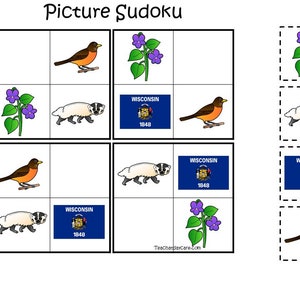 30 Wisconsin State Symbols Themed Learning Games Download. ZIP File ...