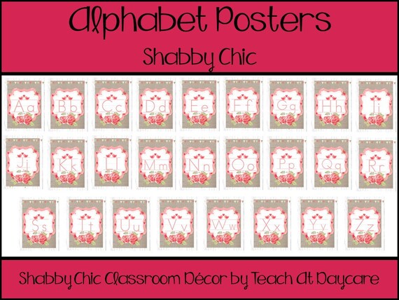 26 Printable Shabby Chic Alphabet Posters. 8x10 Classroom | Etsy