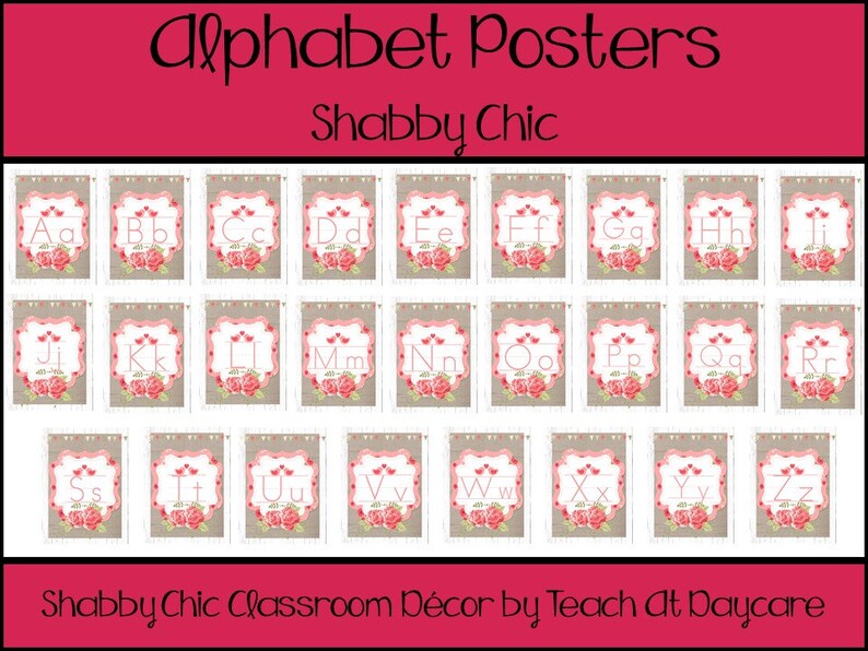 26 Printable Shabby Chic Alphabet Posters. 8x10 Classroom - Etsy