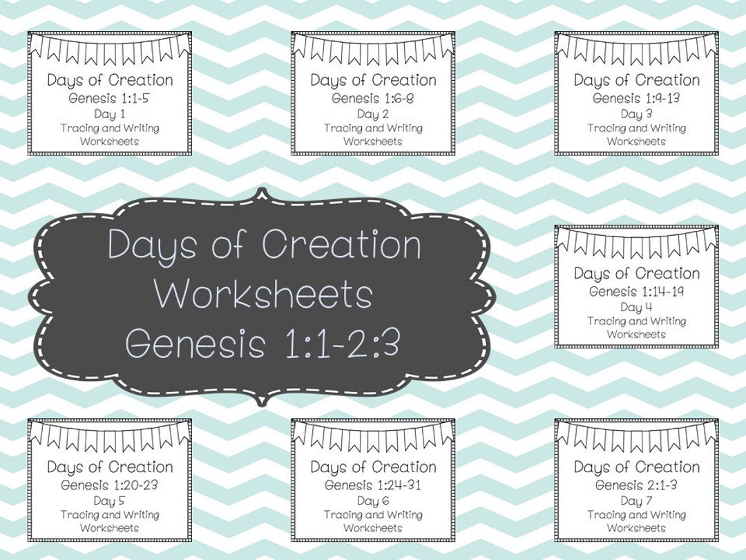 Genesis 1-2:3 Days of Creation Memory Verse Tracing and Handwriting ...