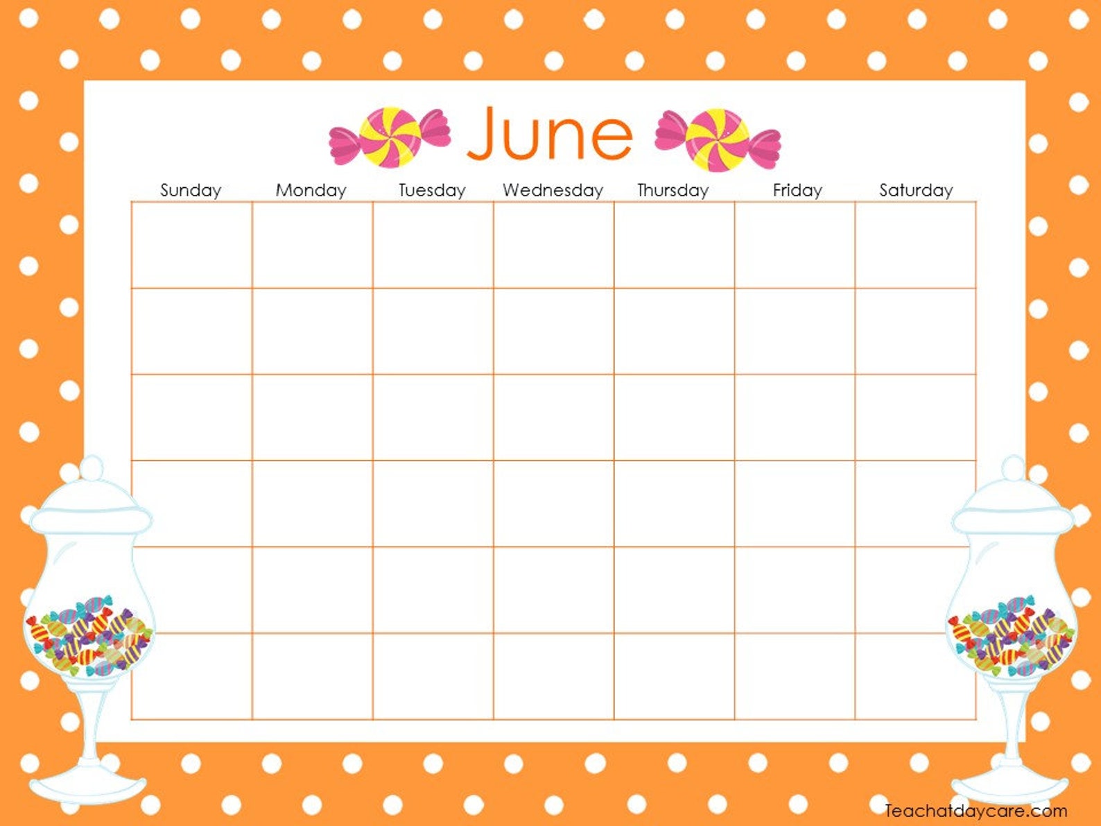 Candy Theme Calendar, 12 Month Printable (PDF) - Etsy