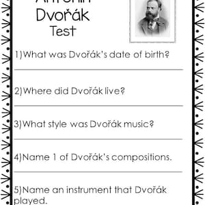 Antonin Dvorak Great Composer Unit. Music Appreciation. - Etsy