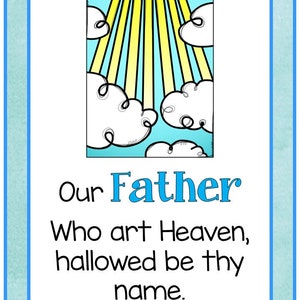 12 the Lord's Prayer Posters. 6 Color, 6 Black and White. Classroom ...