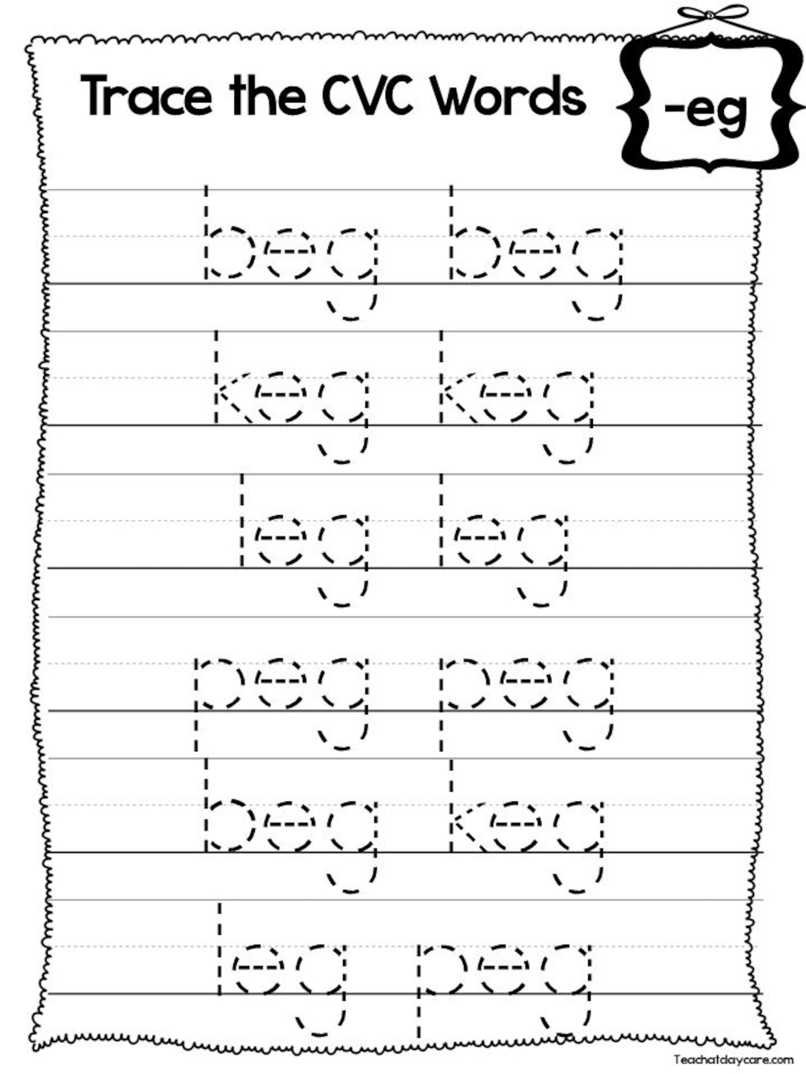 27 Printable Trace the CVC Word Worksheets. Preschool Phonics | Etsy