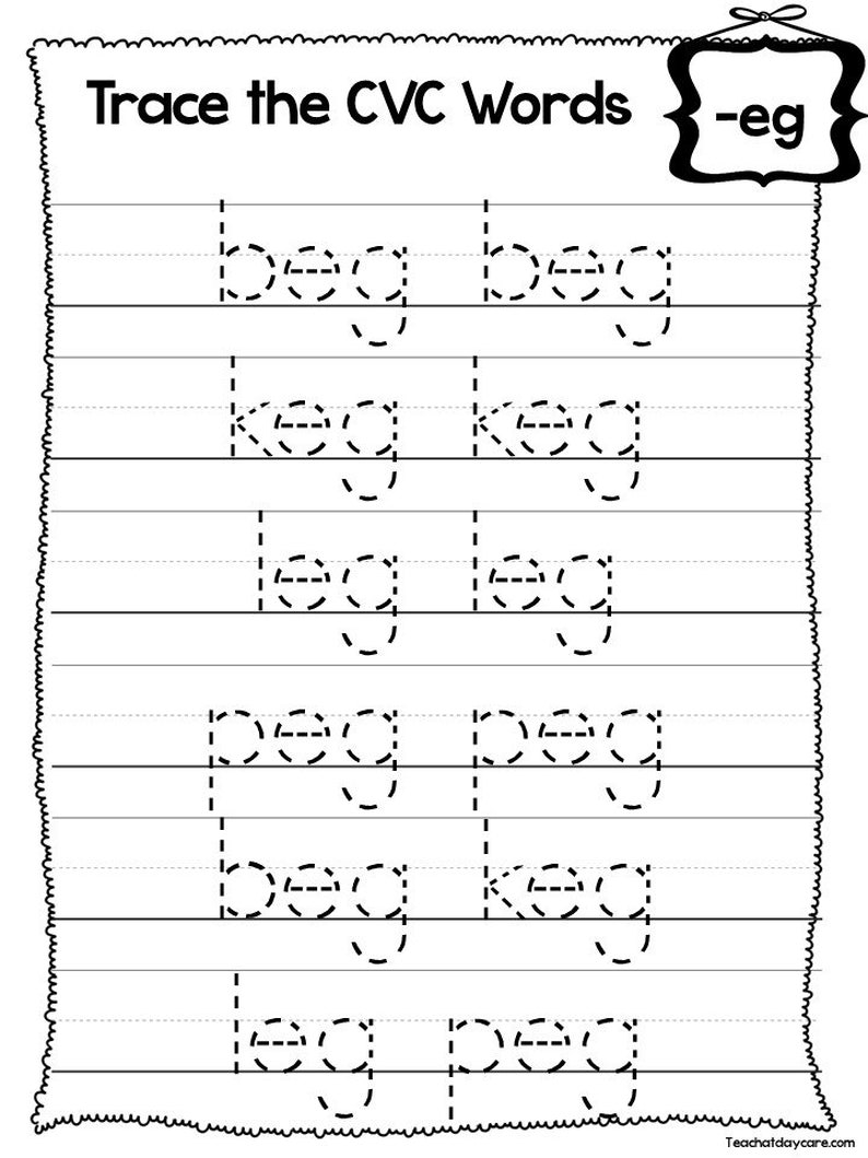 27 Printable Trace the CVC Word Worksheets. Preschool Phonics | Etsy