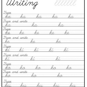 21 Cursive Handwriting Worksheets. Consonant and Vowel Tracing in a PDF ...