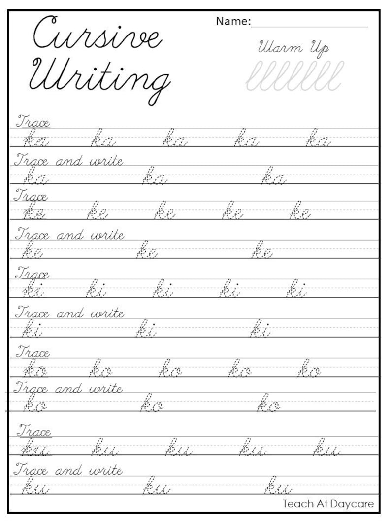 21 Cursive Handwriting Worksheets. Consonant and Vowel Tracing in a PDF ...