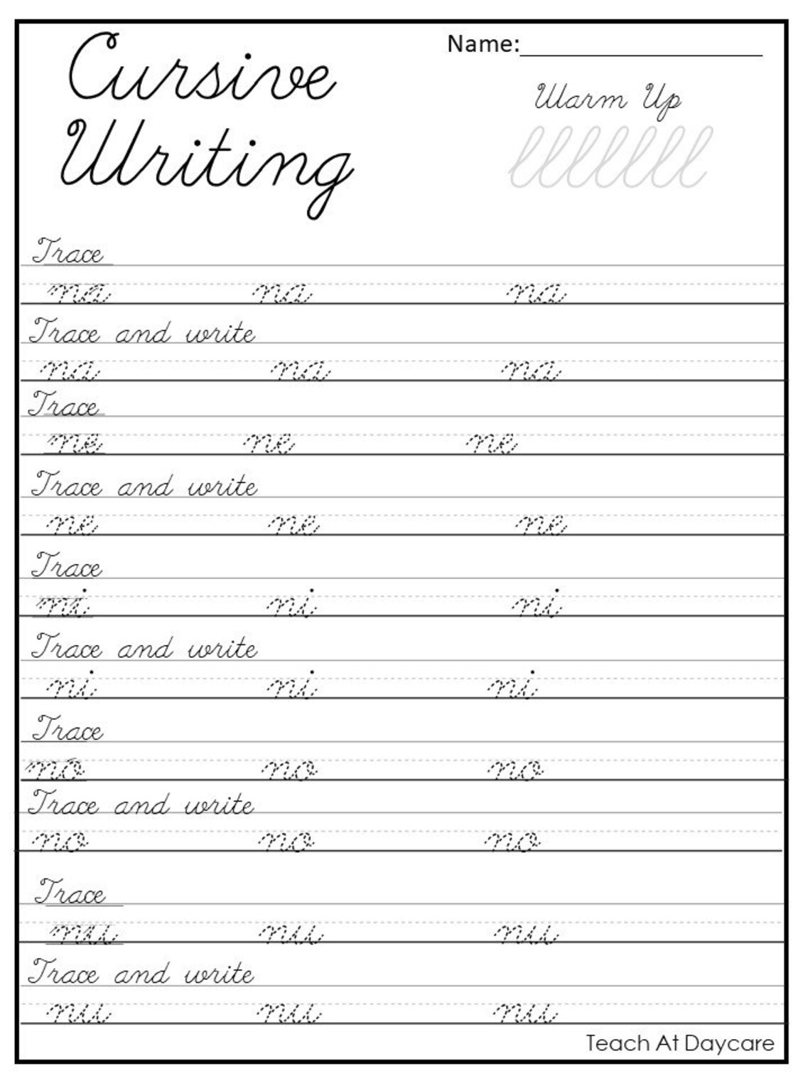 21 Cursive Handwriting Worksheets. Consonant and Vowel Tracing in a PDF ...