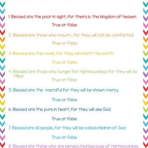 The Beatitudes Learning Packet. Activities and Worksheets. Color and ...