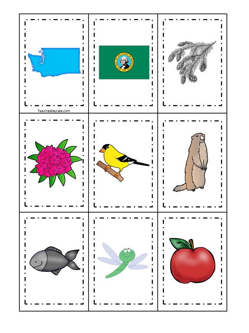 30 Washington State Symbols themed Learning Games Download. | Etsy