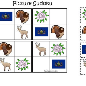 30 Pennsylvania State Symbols Themed Learning Games Download. ZIP File ...