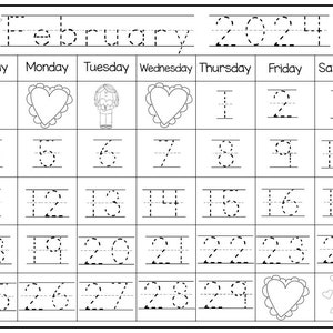 30 Tracing and Blank Themed 2024 Calendars. Preschool Handwriting and ...