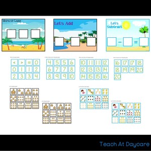 10 Printable Beach Themed Kindergarten Math Center Games and Activities ...