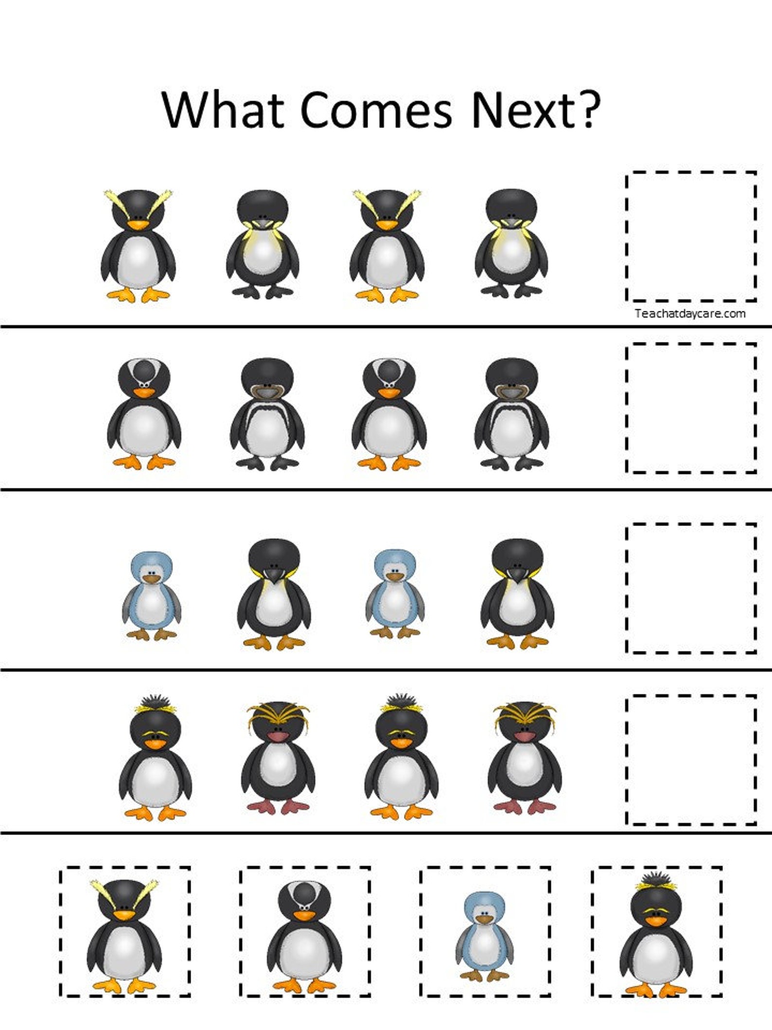 30 Penguins Printable Preschool Educational Games Download. Games and ...