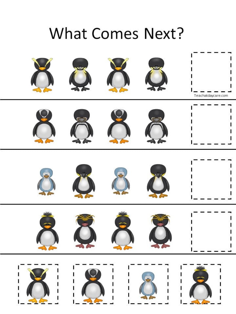 30 Penguins Printable Preschool Educational Games Download. - Etsy