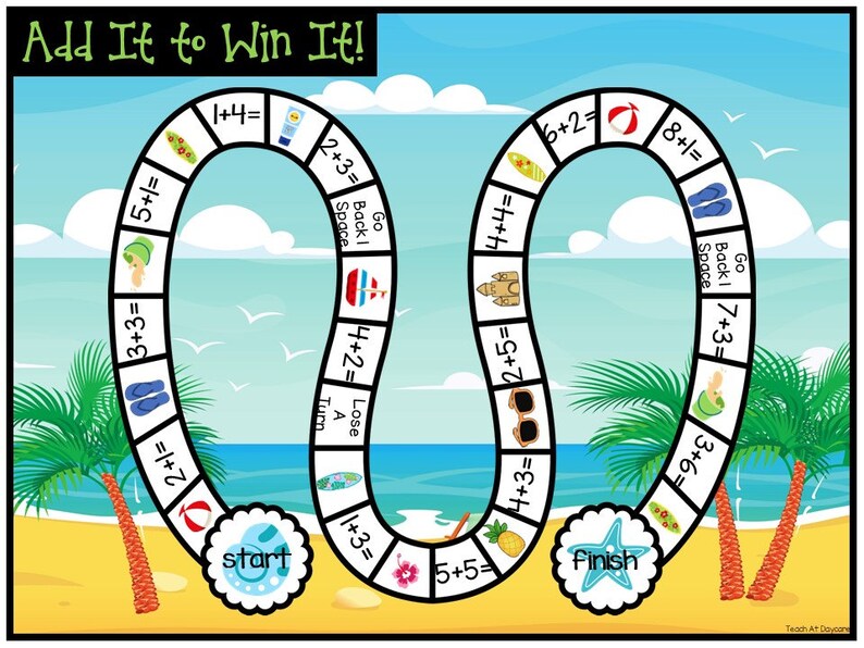 10 Printable Beach Themed Kindergarten Math Center Games and Activities ...