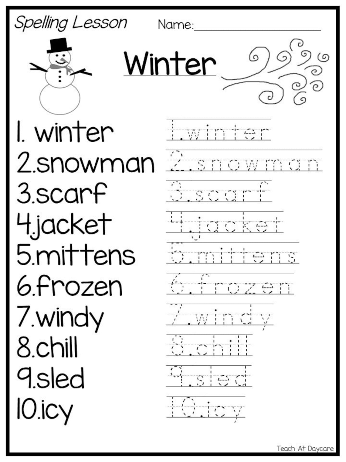 First Grade Winter Themed Words Spelling Activity. Supplemental ...