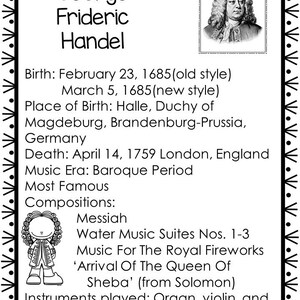 George Frideric Handel Great Composer Unit. Music Appreciation. - Etsy