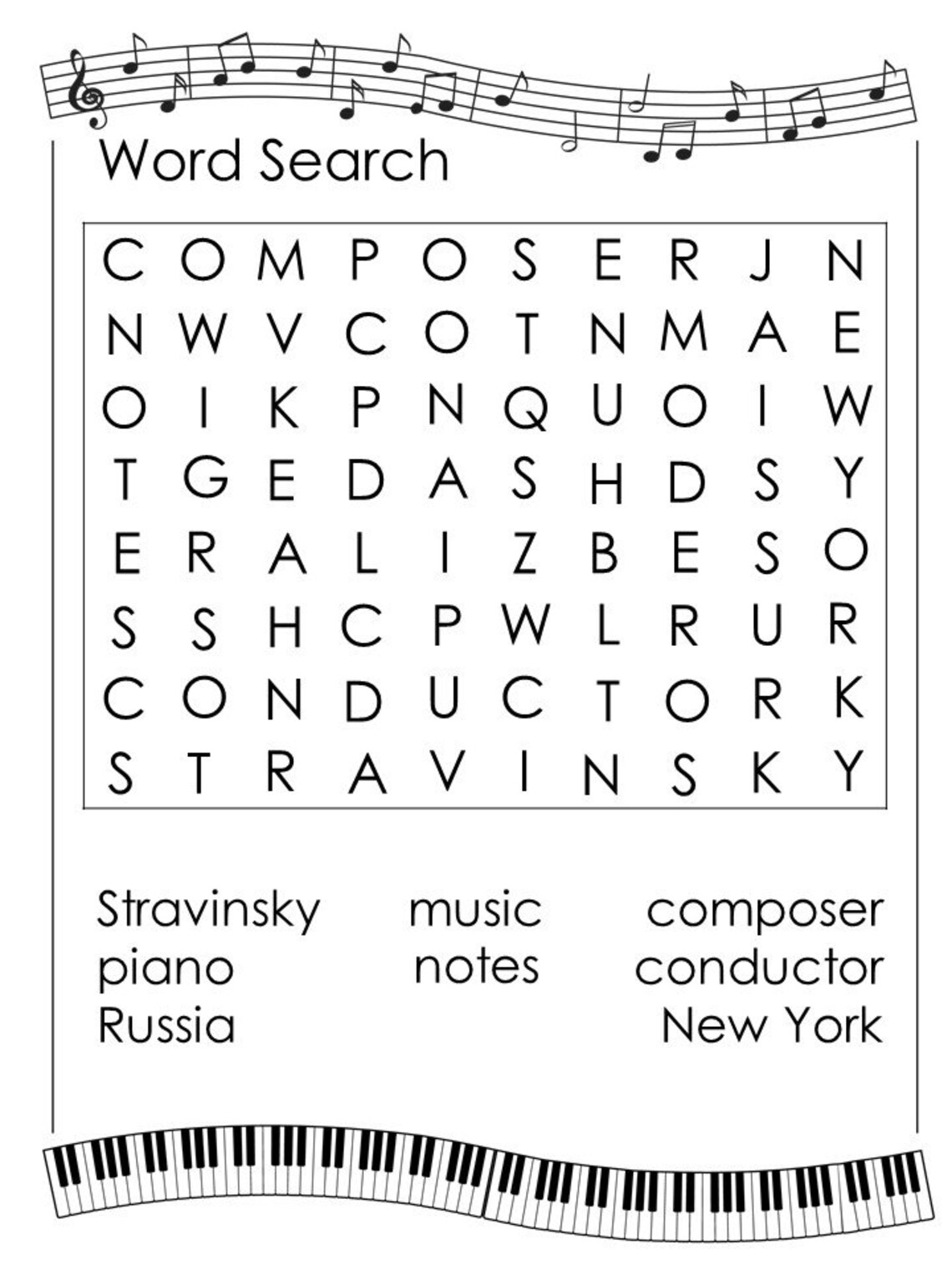 Igor Stravinsky Great Composer Unit. Music Appreciation. - Etsy
