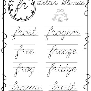 20 Printable Cursive Blends Trace the Word Worksheets. Kindergarten-2nd ...