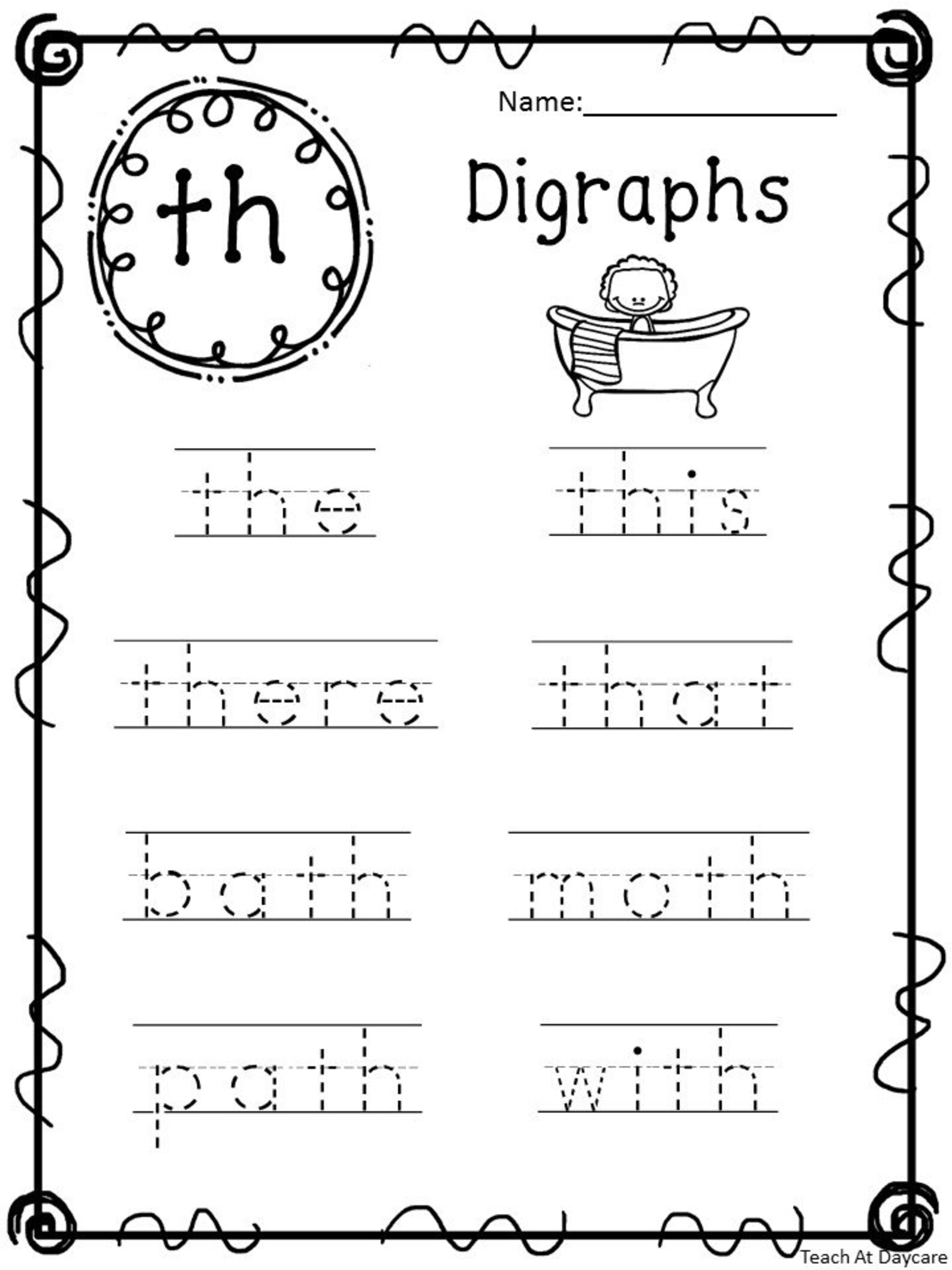 10 Printable Digraphs Trace the Word Worksheets. | Etsy Canada