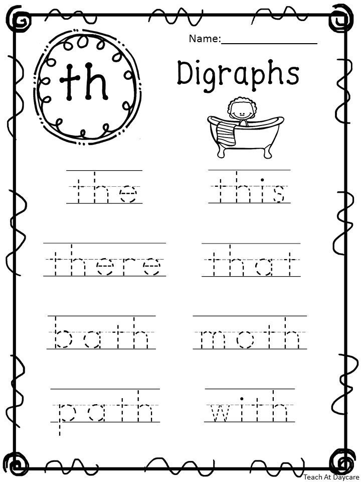 10 Printable Digraphs Trace the Word Worksheets. | Etsy Canada