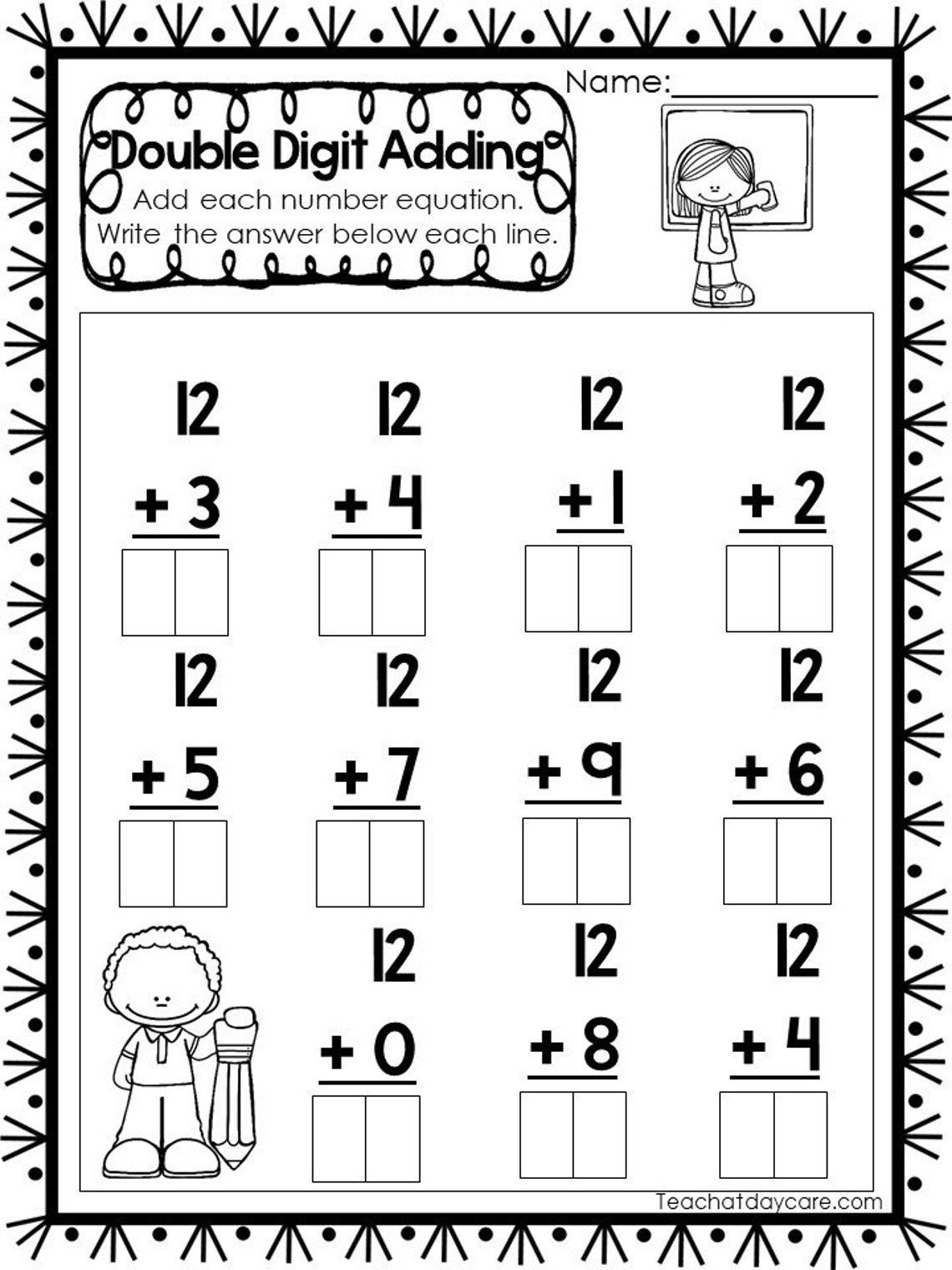 15 Printable Double Digit Addition Worksheets. Numbers 11-20. | Etsy