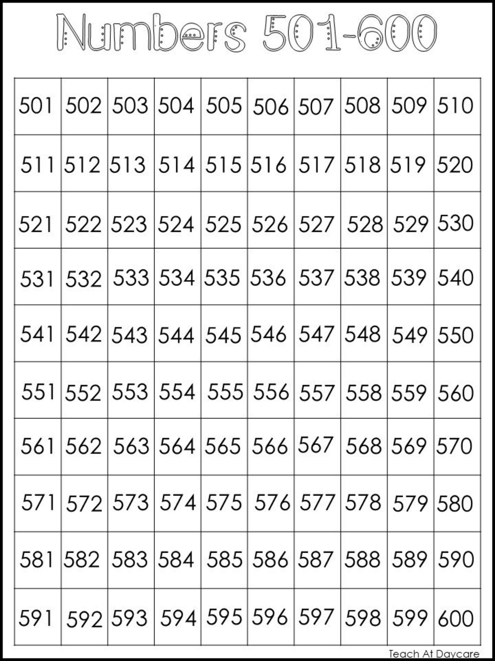 10 Printable Number Charts Wall Charts work Mats worksheets Preschool 10 Printable Number Charts Wall Charts work Mats worksheets Preschool