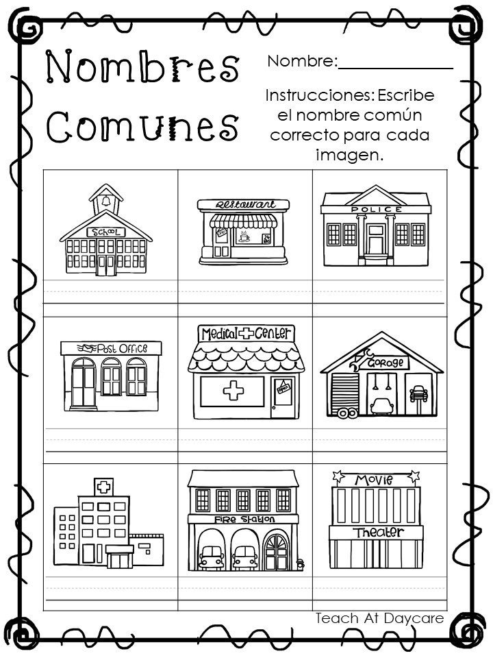 10 Printable Spanish Common Nouns Worksheets. ESL. ELA. | Etsy