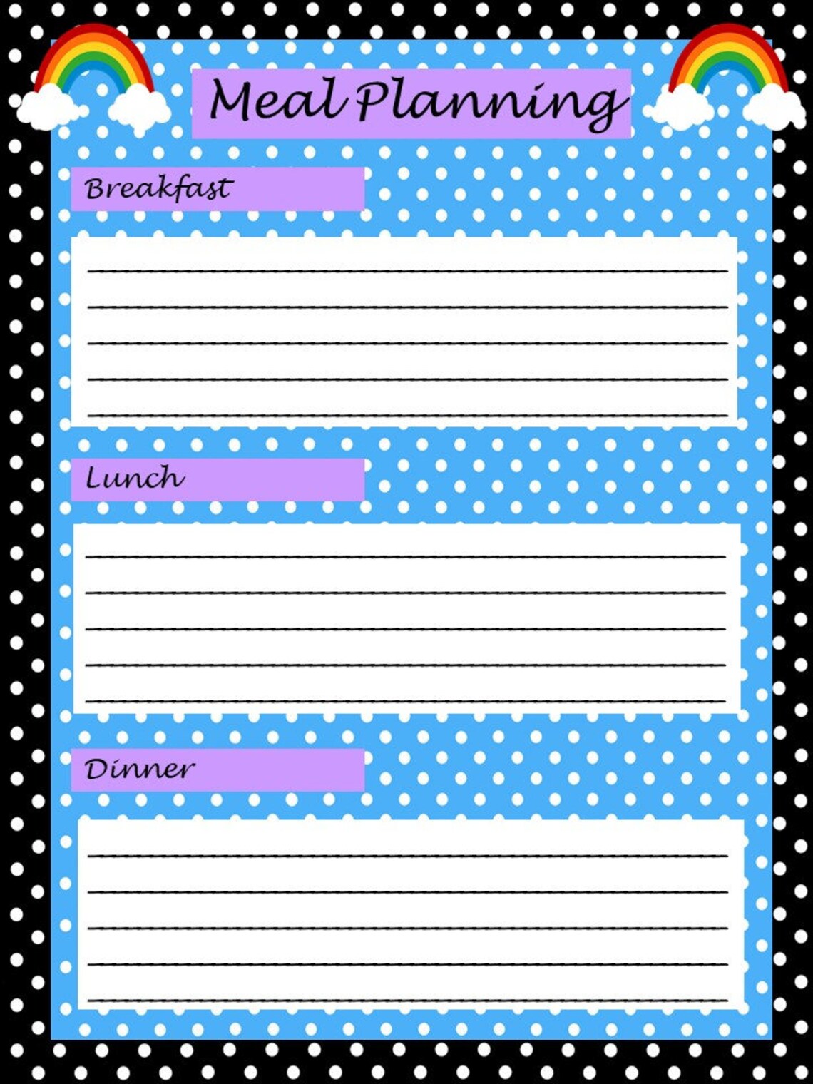 Printable Ribbon and Rainbows Planner. Homeschool Lesson | Etsy