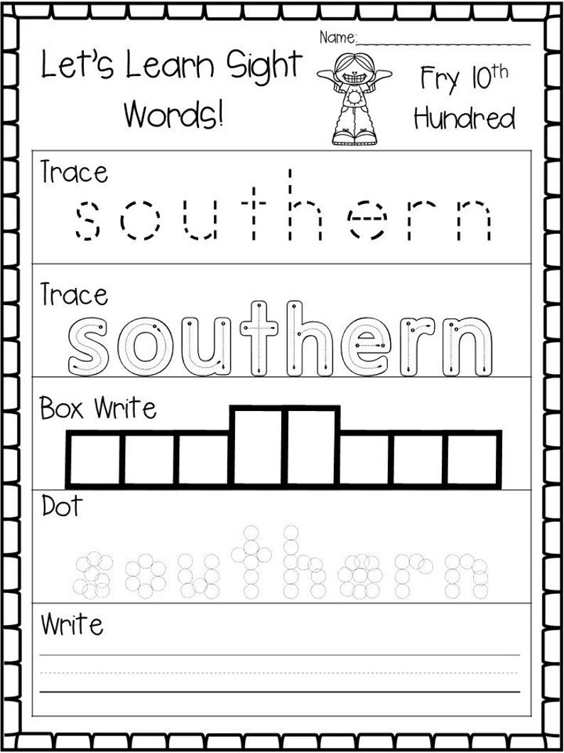 100 Printable Let's Learn Fry 10th Hundred Sight Words Worksheets. 4th ...