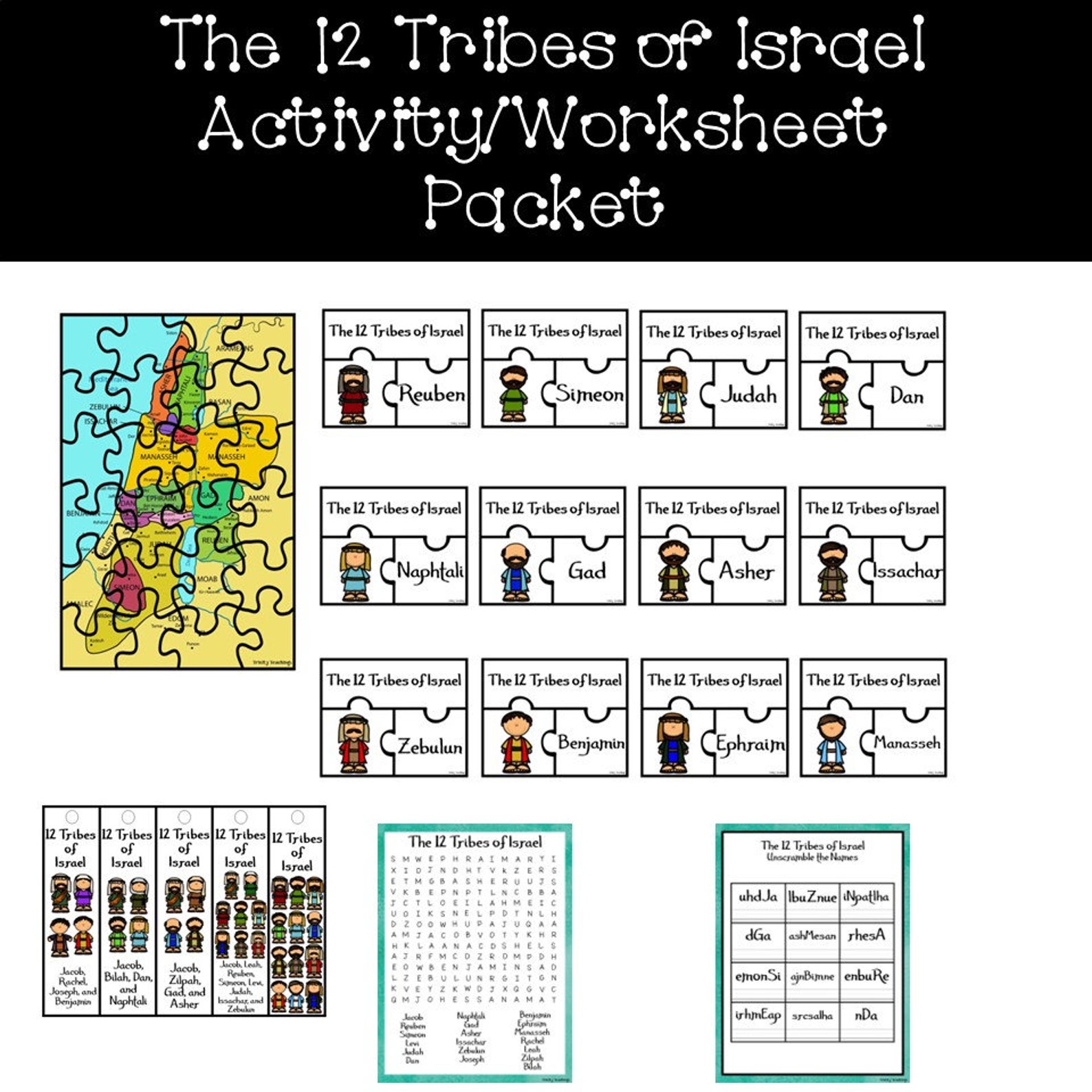The 12 Tribes of Israel Activity and Worksheet Packet. Color and Black ...