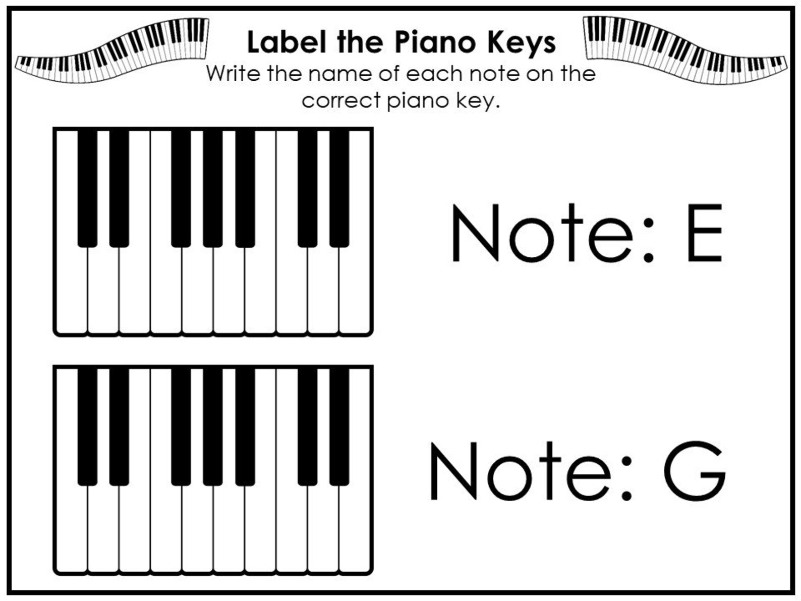 15 Label the Piano Keys Worksheets. Beginning Piano Music. Preschool ...
