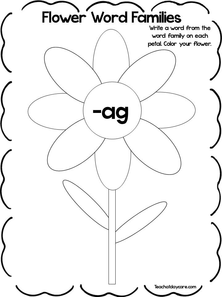 29 Printable Flower Word Families Worksheets. Preschool | Etsy