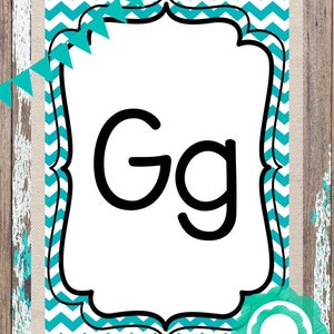 26 Printable Rustic and Teal Alphabet Posters. 8x10 Classroom ...