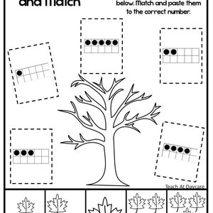 15 Printable Fall Match the Picture to the Number Worksheets. Preschool ...